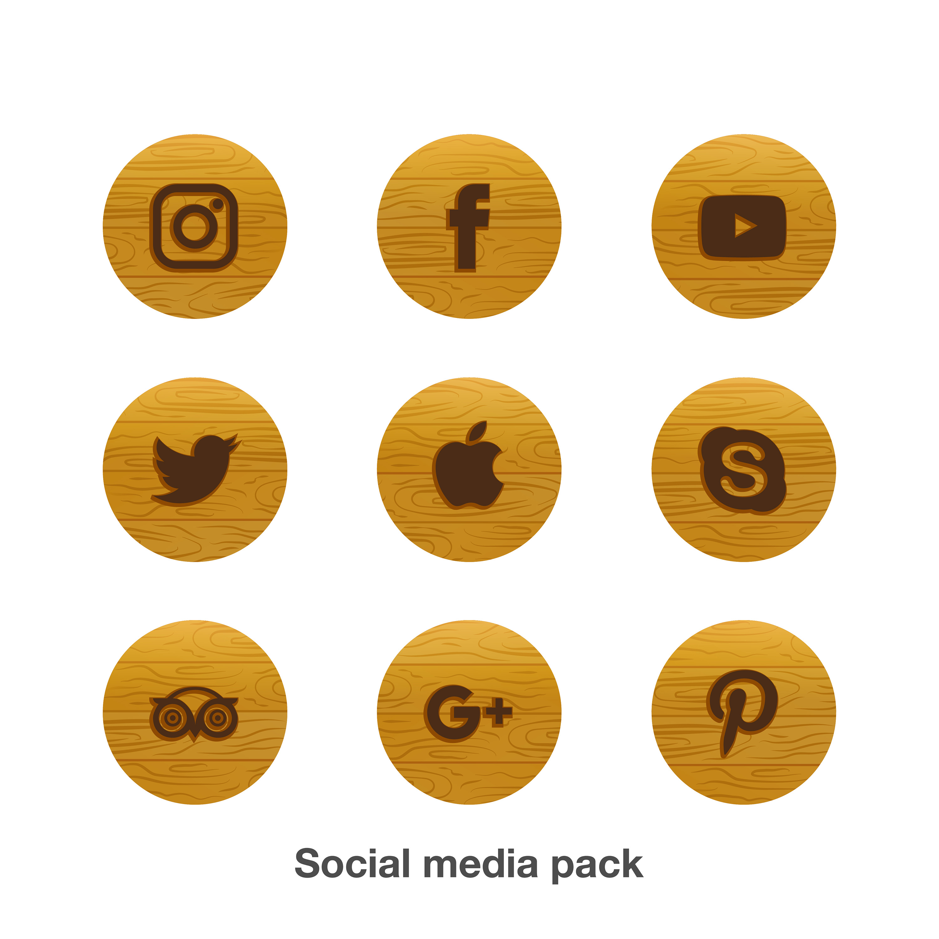 Social Media Icons Pack Set Wood theme by coddih on DeviantArt