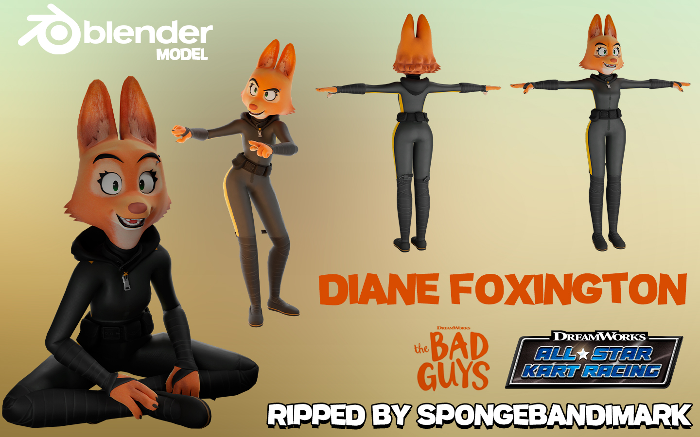 Diane Foxington Blender Model by SpongeBandiMark on DeviantArt
