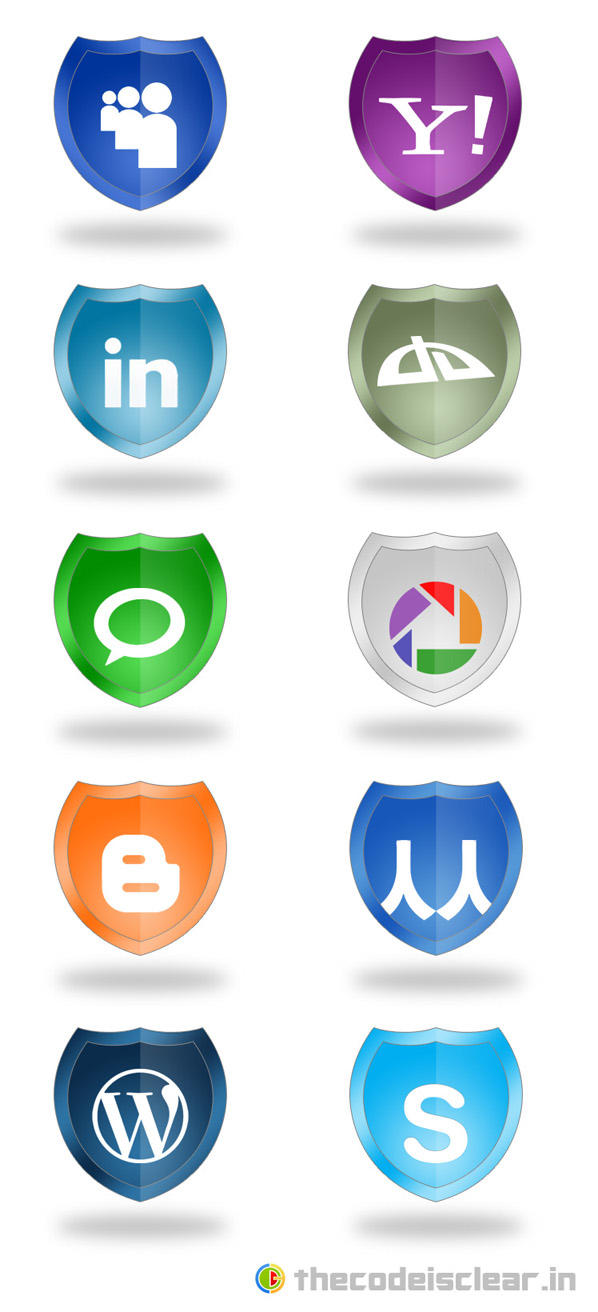 Shield Social Network Icons 2 by thecodeisclear on DeviantArt