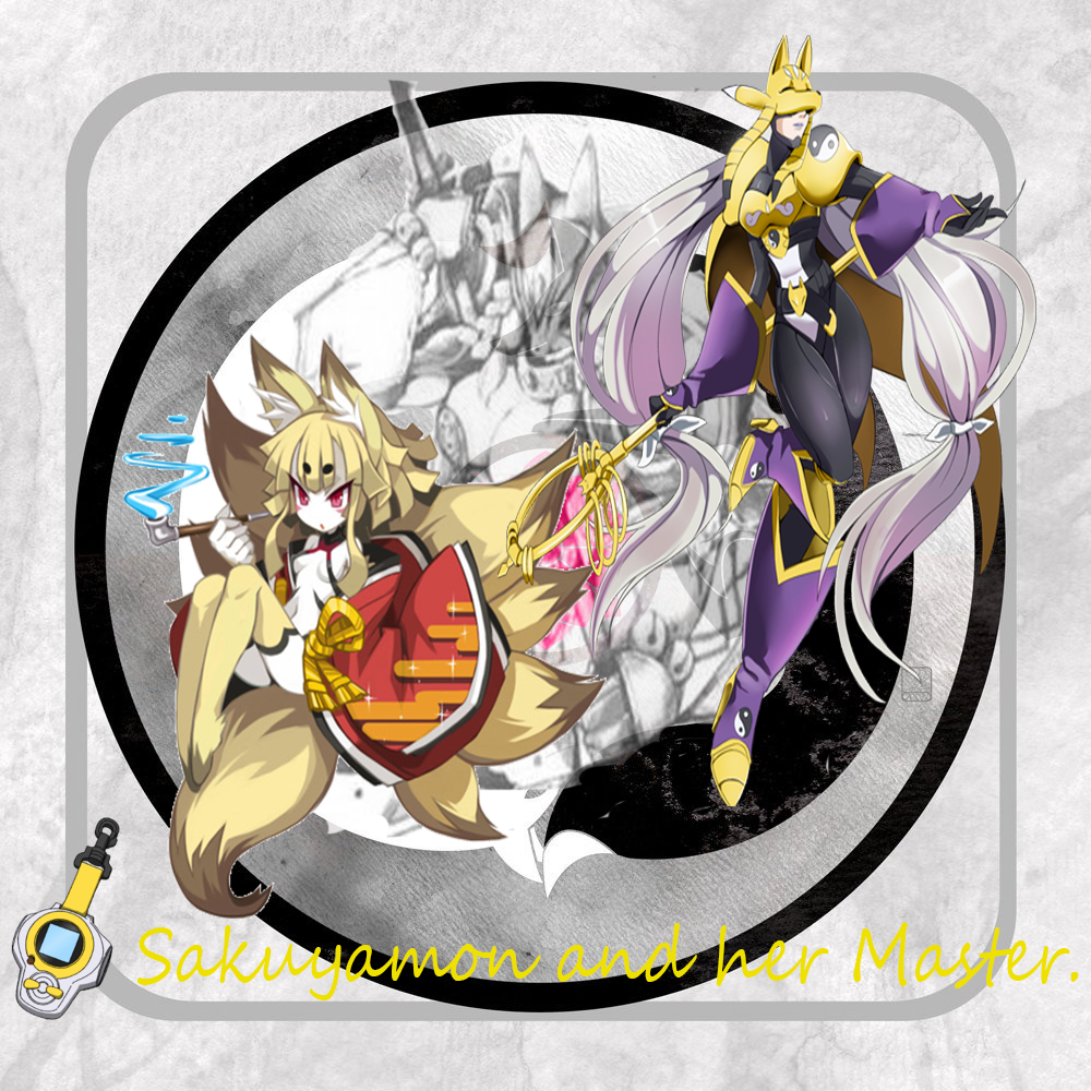 Sakuyamon and her master. by d1men510nxd on DeviantArt