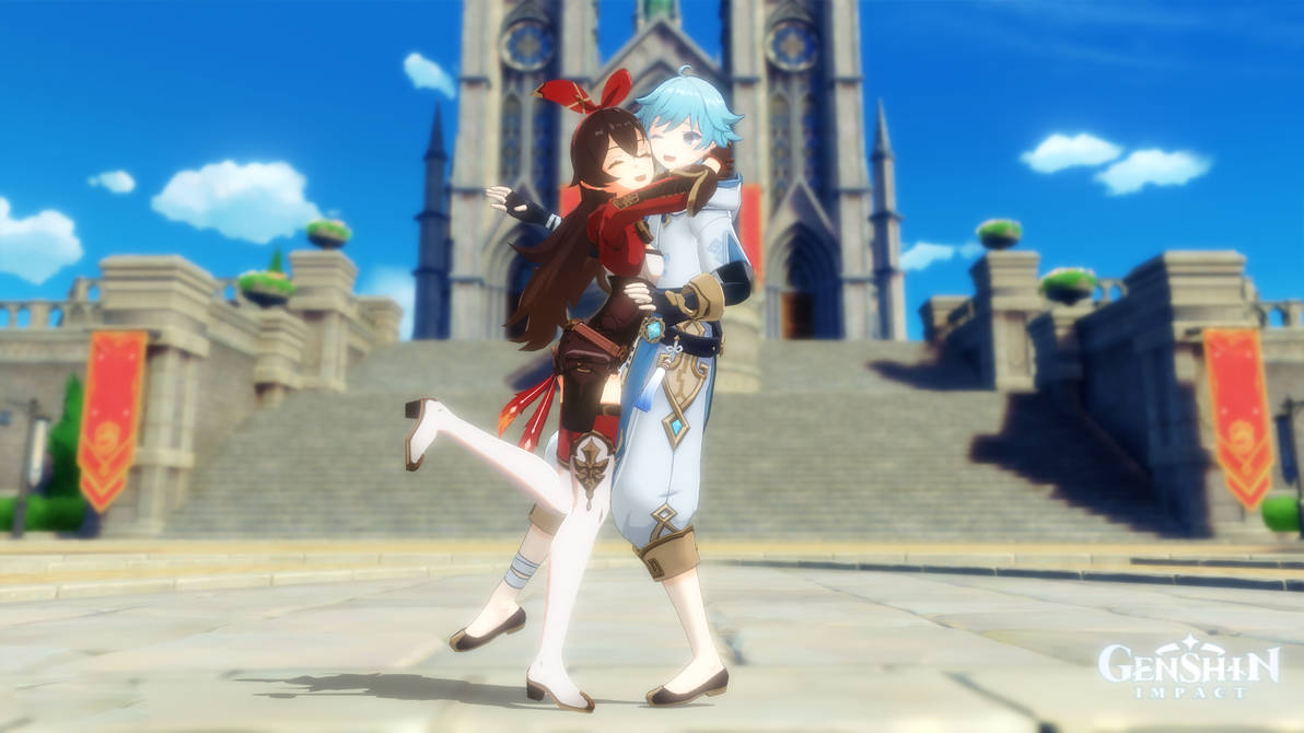 [MMD POSE DL] Amber hugged Chongyun by WhiteWolf-kun on DeviantArt