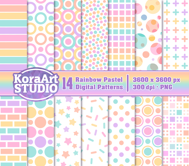 Rainbow Pastel Pattern Pack by Korajora on DeviantArt