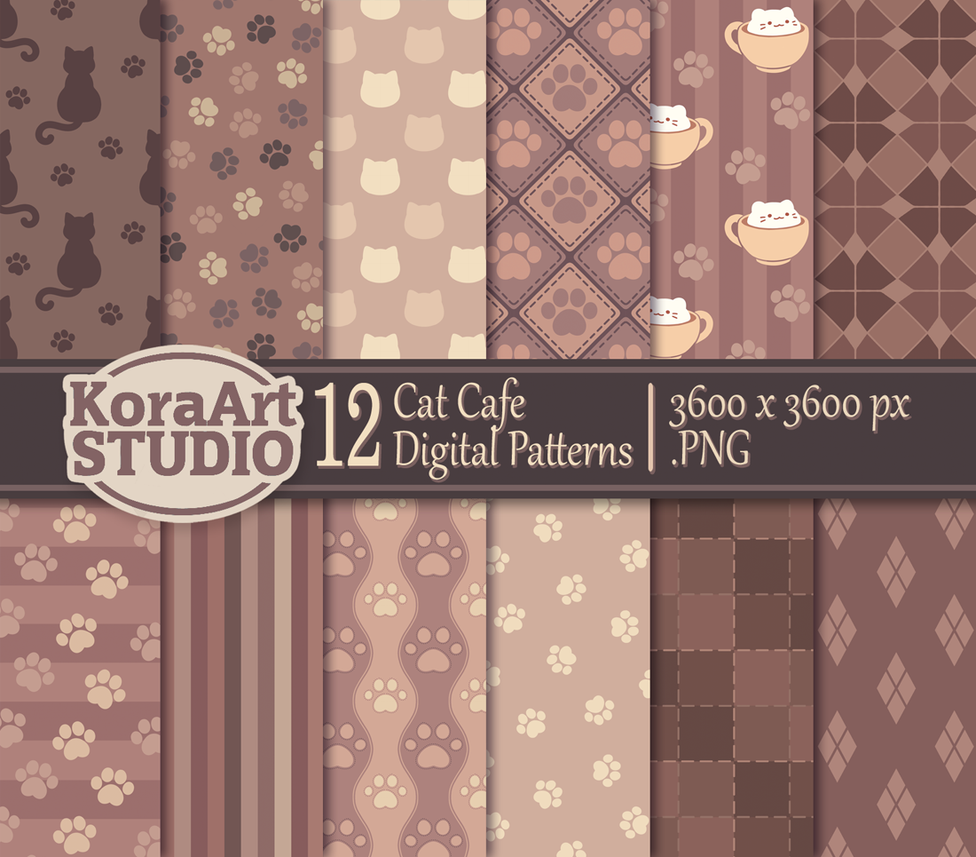 Cat Cafe - Pattern Pack by Korajora on DeviantArt