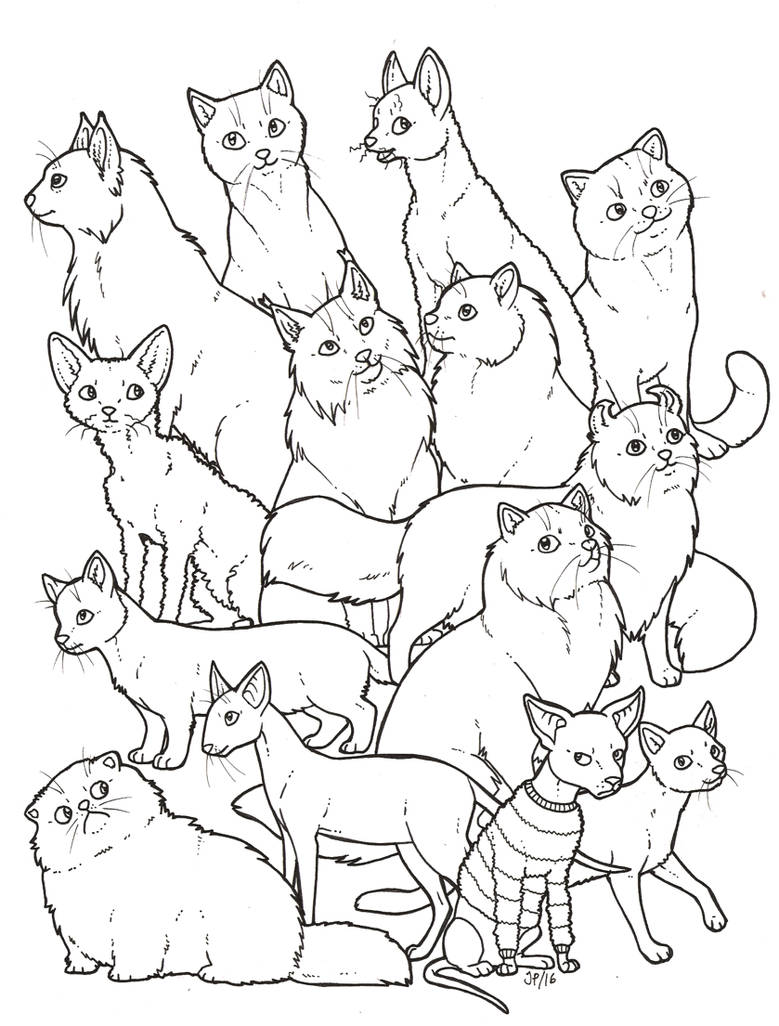 Cats colouring page by novablue on DeviantArt