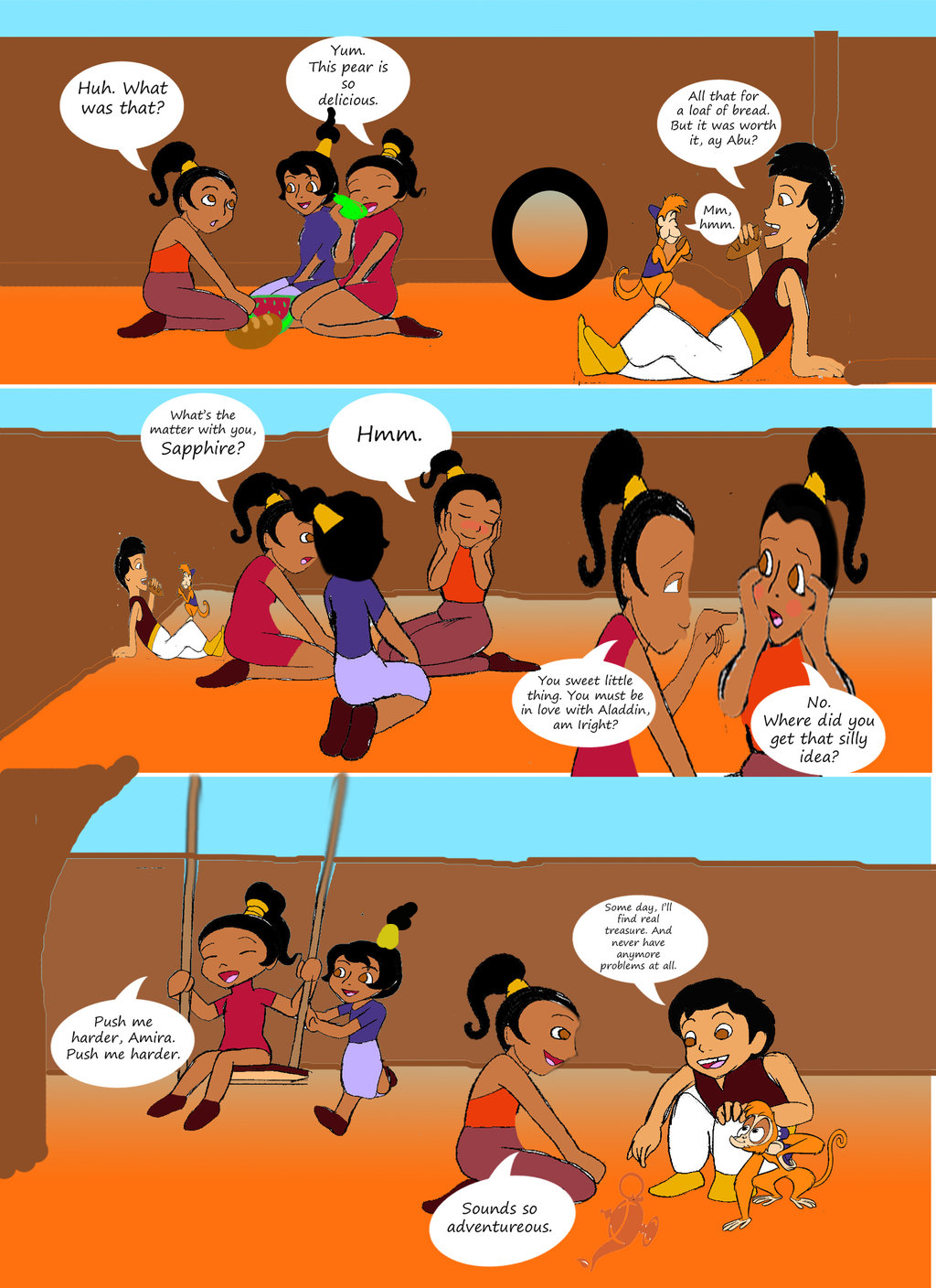 Aladdin and the three little girls by Shellquake on DeviantArt