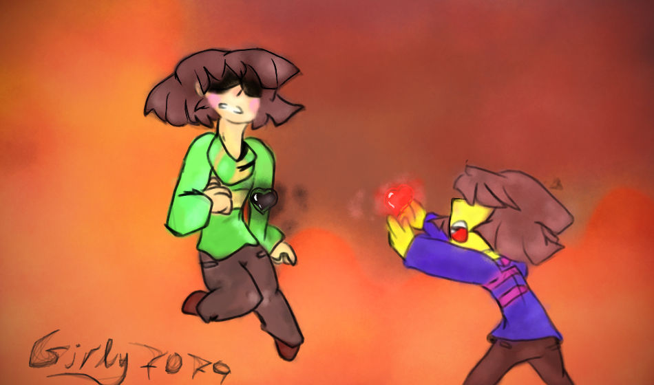 ~I'll SAVE you, Chara!~ Chara and Frisk digital by girly7079 on DeviantArt