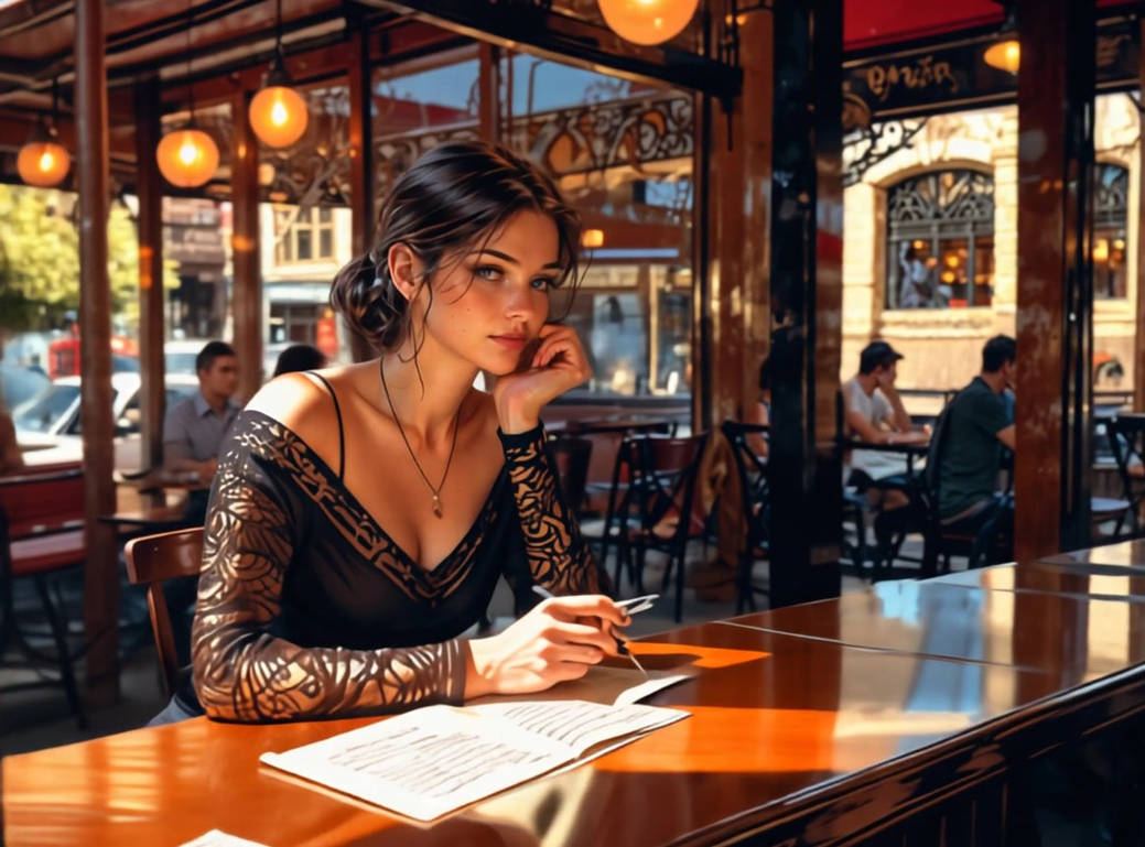 A writer in a cafe, video by stgbr on DeviantArt