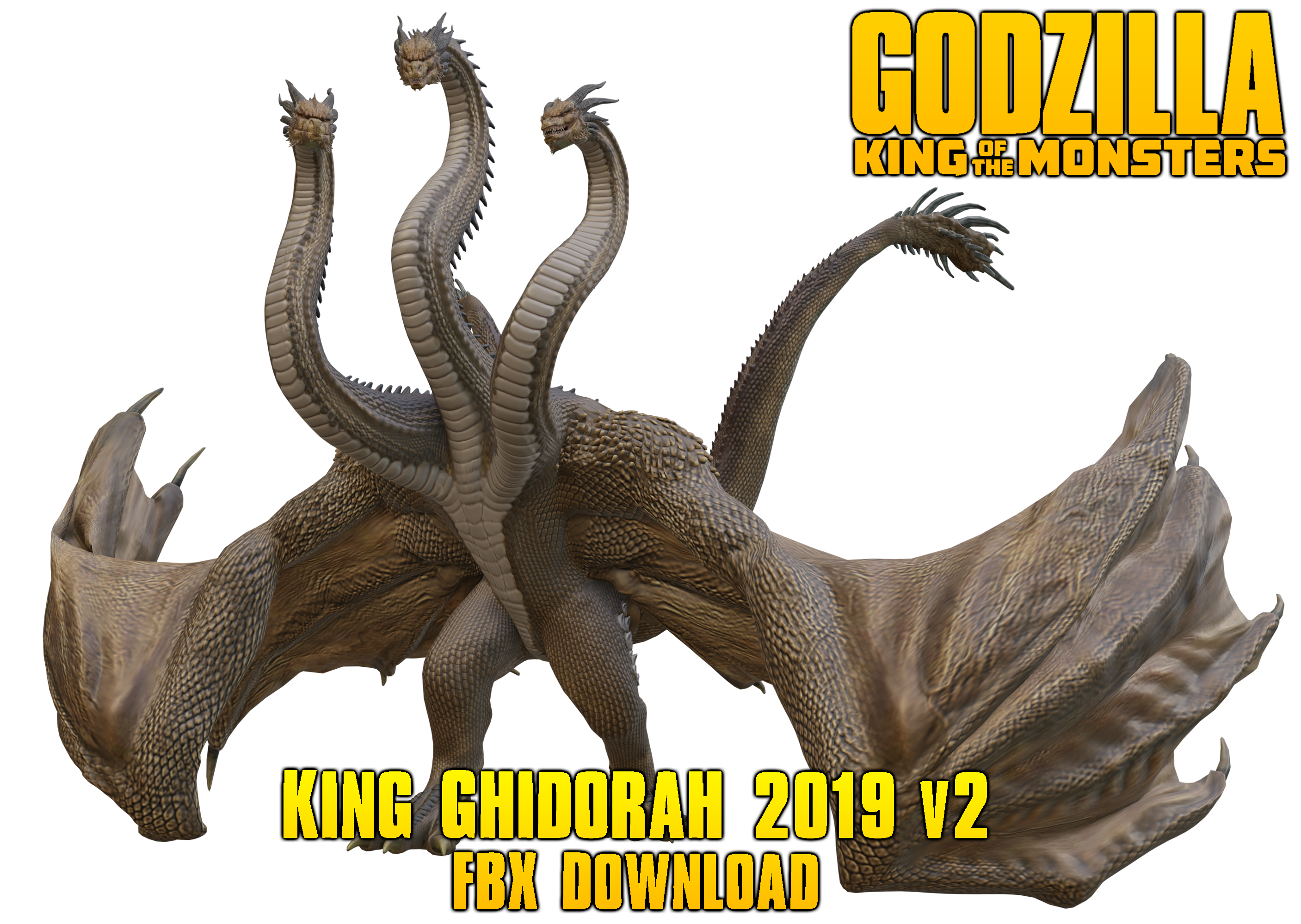 Godzilla KOTM - King Ghidorah V2 FBX + DL by Lukiethewesley13 on DeviantArt