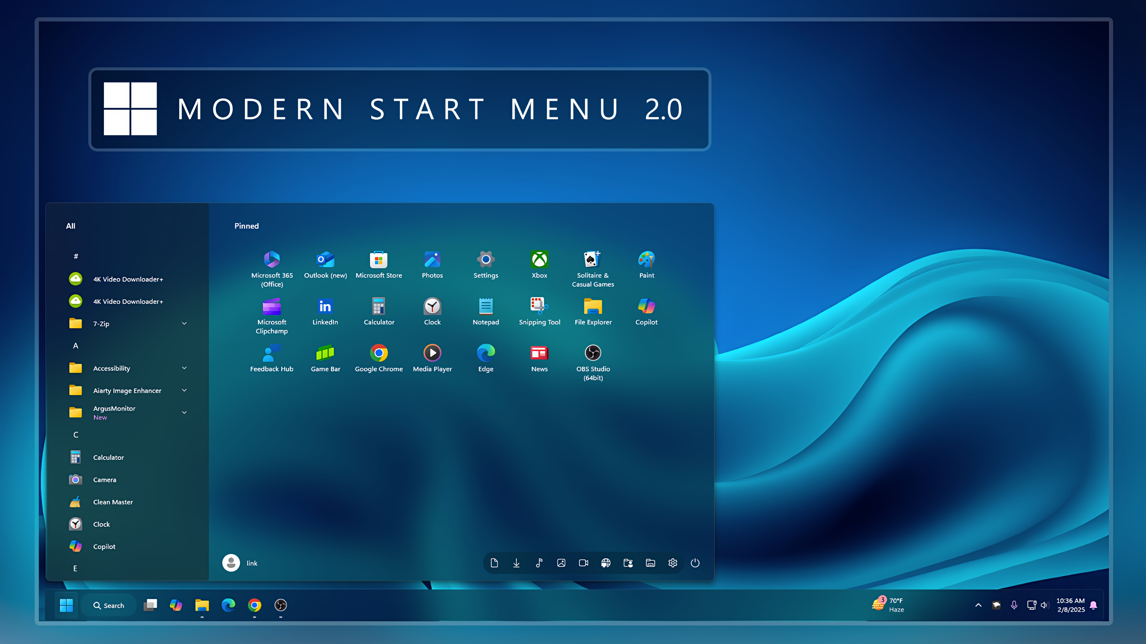 Windows 11 Modern Start Menu 2.0 by linkvegas12 on DeviantArt