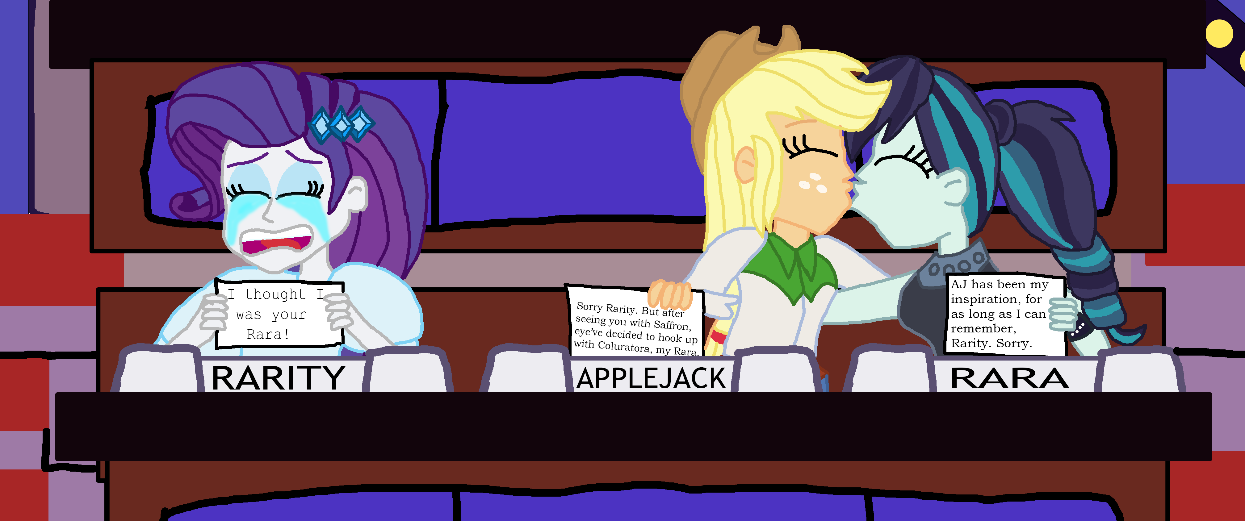 Applejack, RaRa and Rarity on Match Game by kTd1993 on DeviantArt