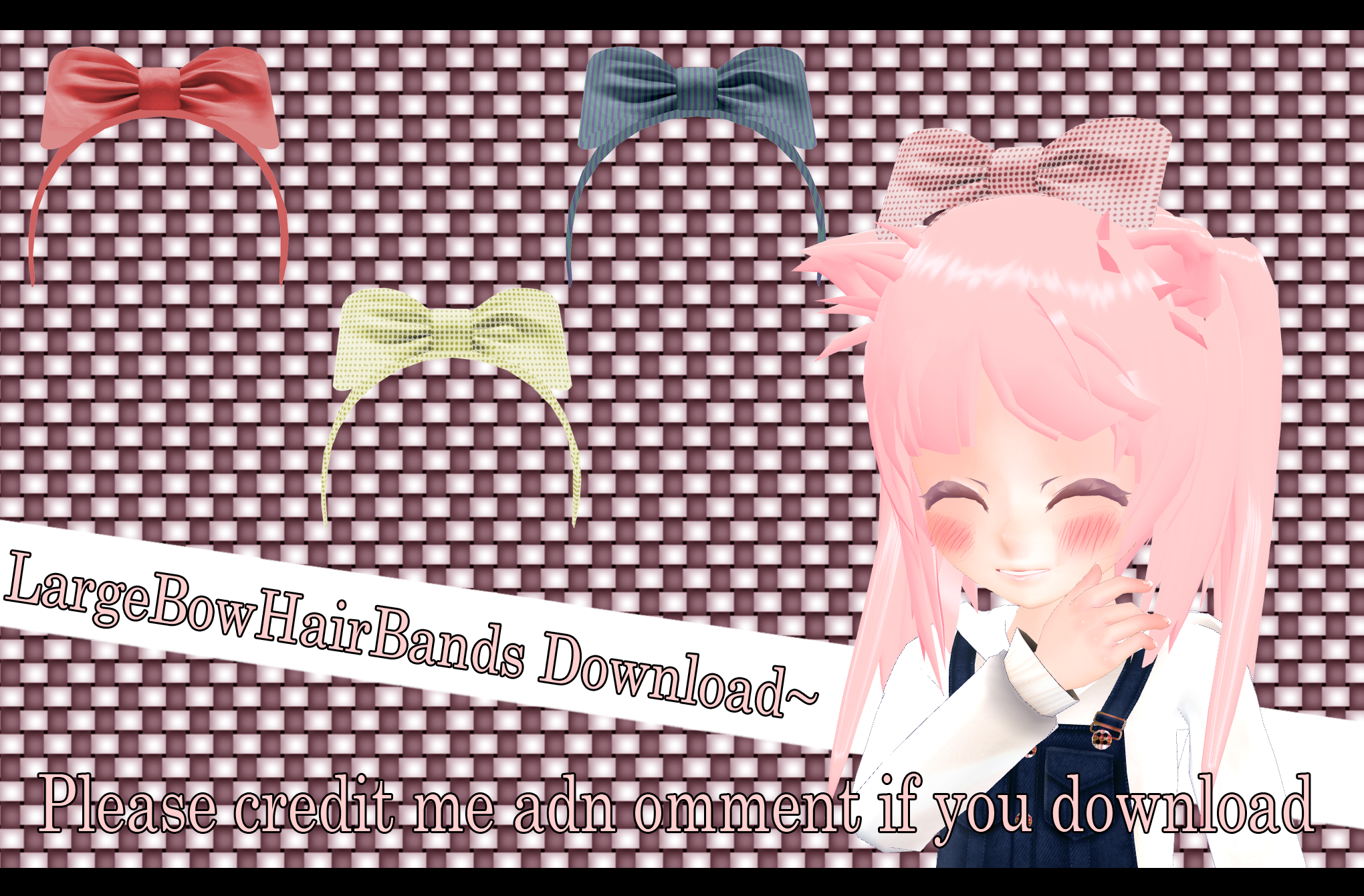 Large bow hair bands [MMD] [DL] by Deiroko on DeviantArt