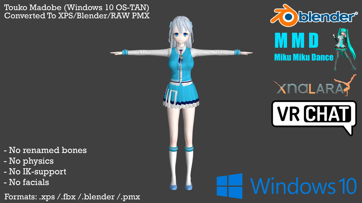 Touko Madobe (Windows 10 OS-TAN) (3D Model) by HiGuys920 on DeviantArt