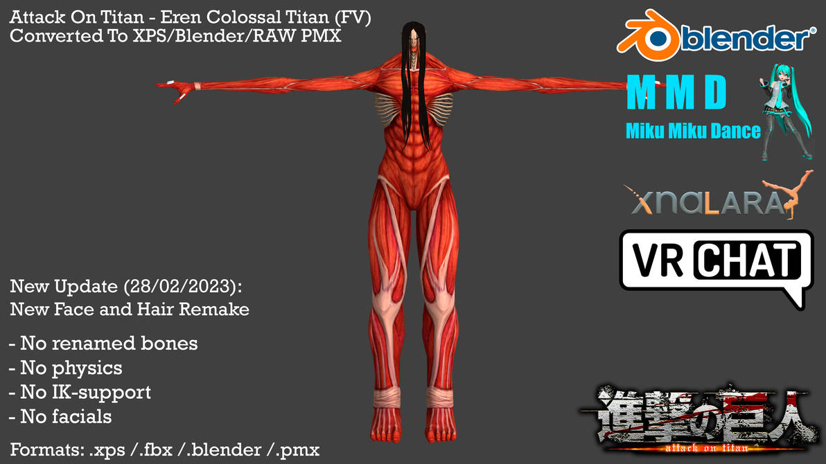 AoT 4 - Eren Colossal Titan (FV) (FBX/MMD/XPS) by HiGuys920 on DeviantArt