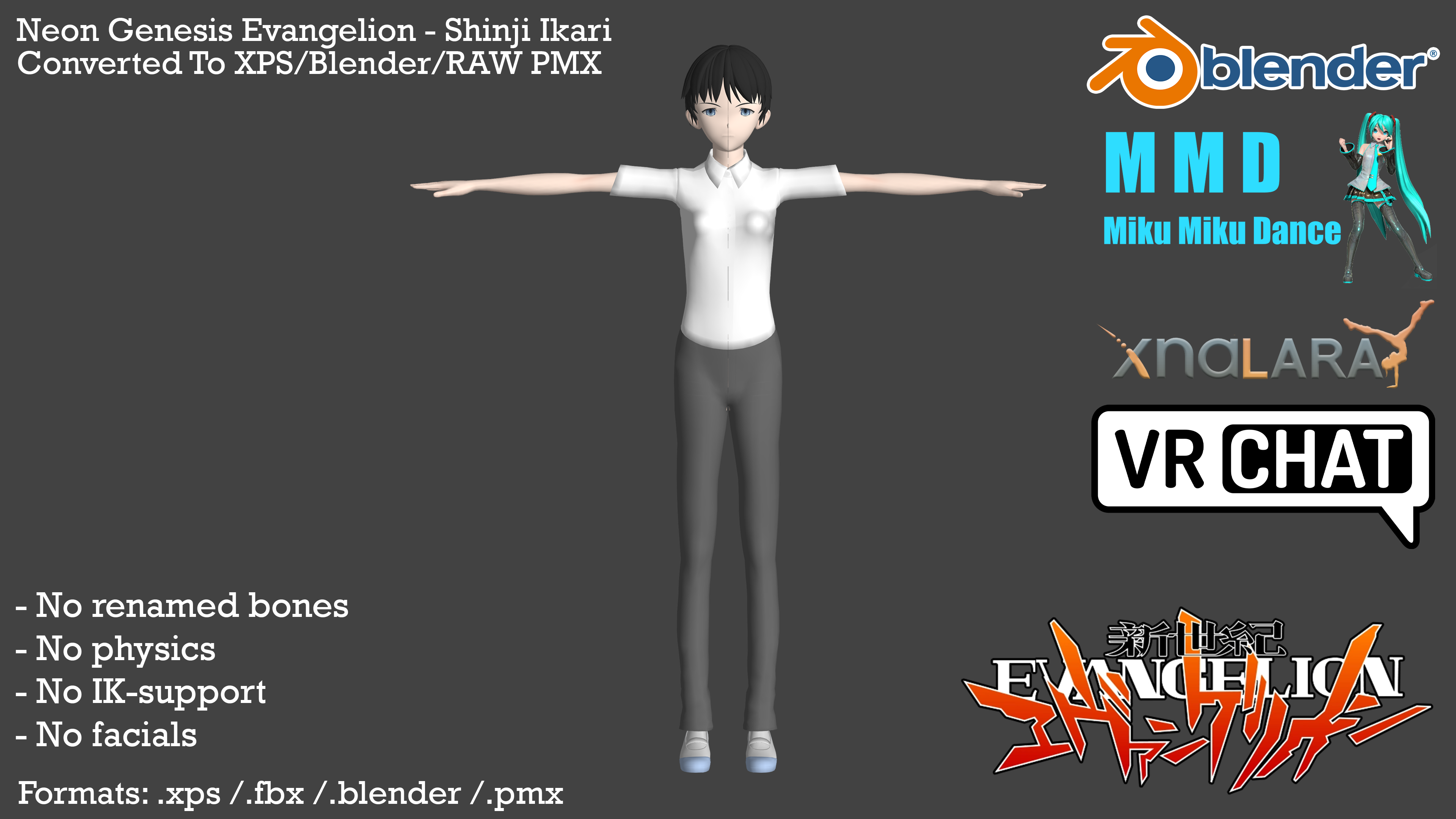 Evangelion - Shinji Ikari (XPS/FBX/MMD) by HiGuys920 on DeviantArt
