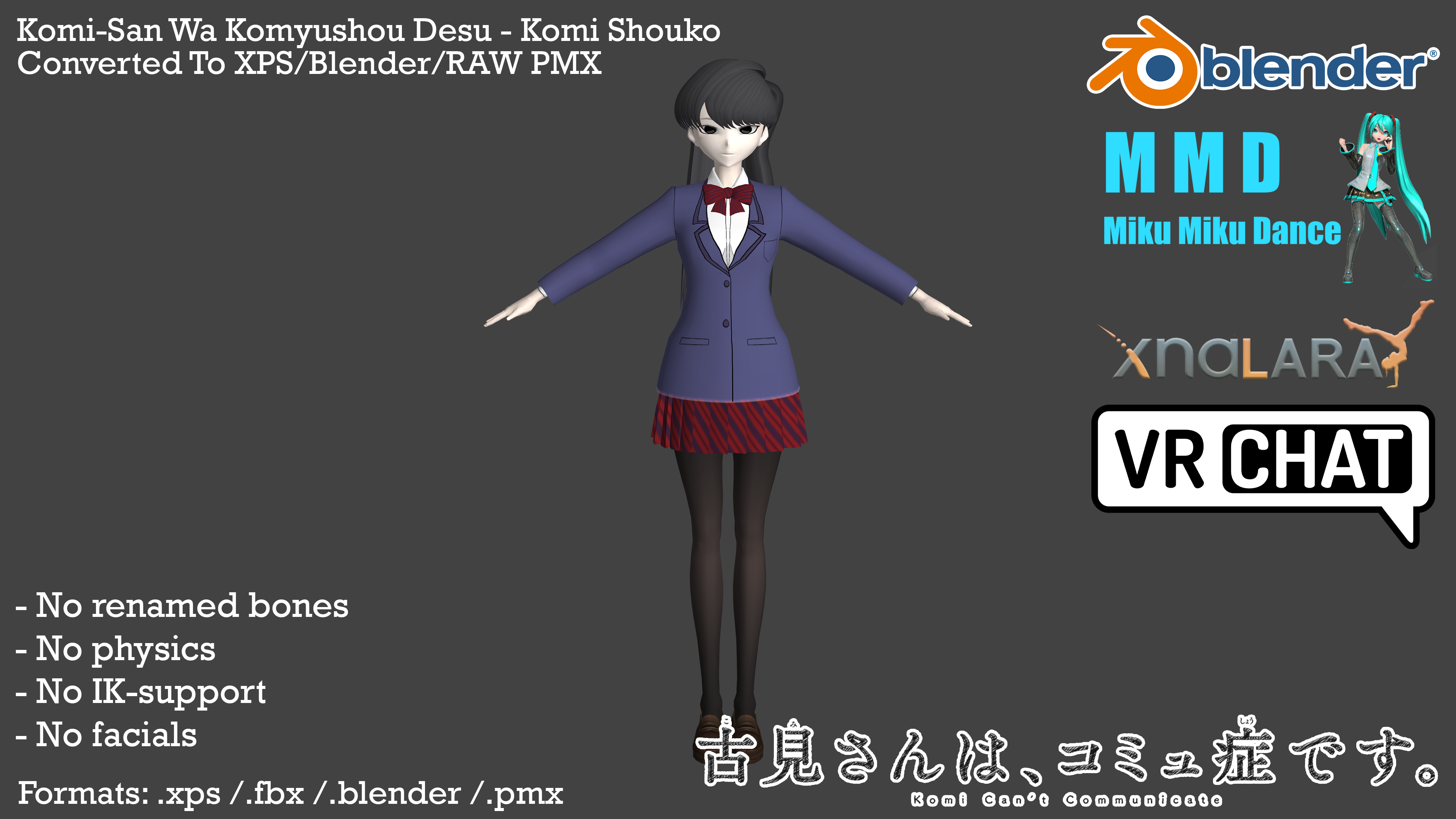 Komi-San Wa Komyushou Desu - KomiSan (MMD/FBX/XPS) by HiGuys920 on ...