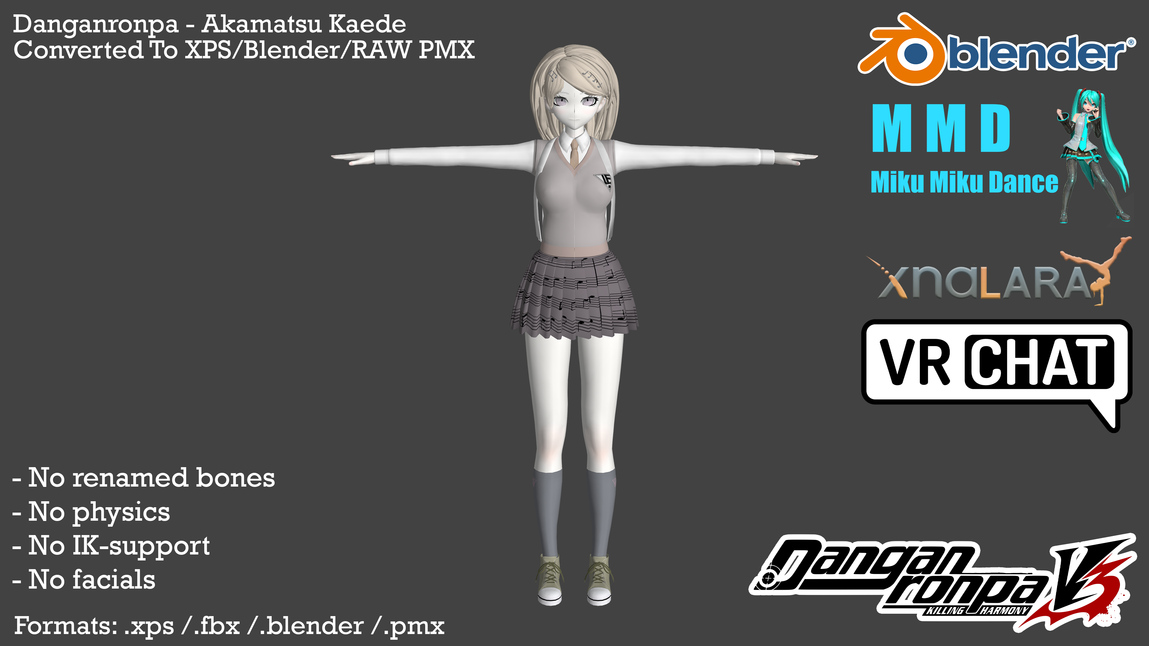 Danganronpa - Akamatsu Kaede (FBX/MMD/XPS) by HiGuys920 on DeviantArt