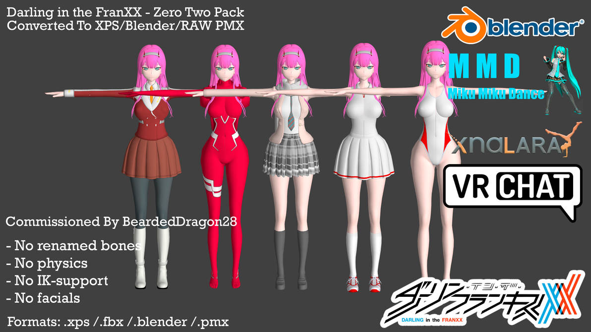 Darling in the Franxx - ZeroTwo Pack (XPS/MMD/FBX) by HiGuys920 on DeviantArt
