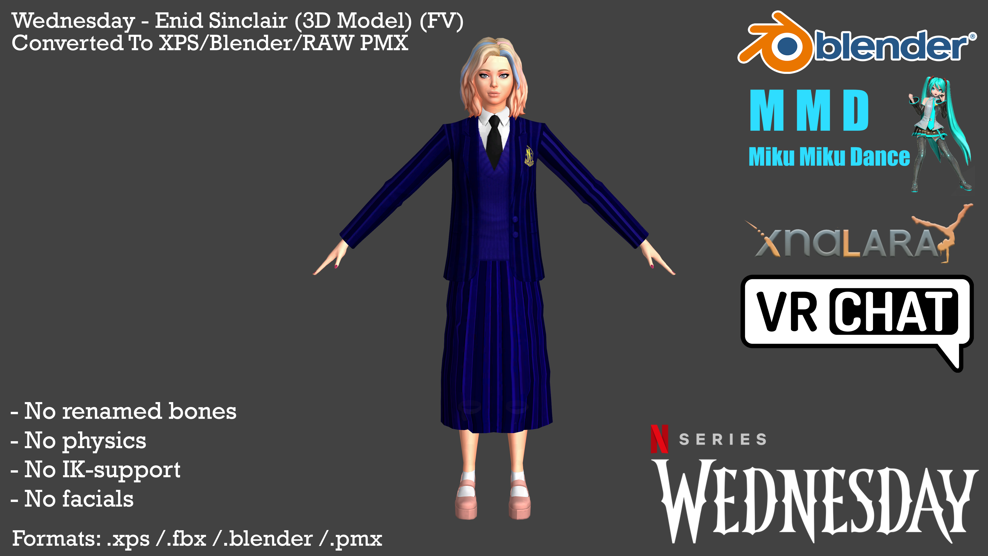 Wednesday - Enid Sinclair (FV) (XPS/FBX/MMD) by HiGuys920 on DeviantArt