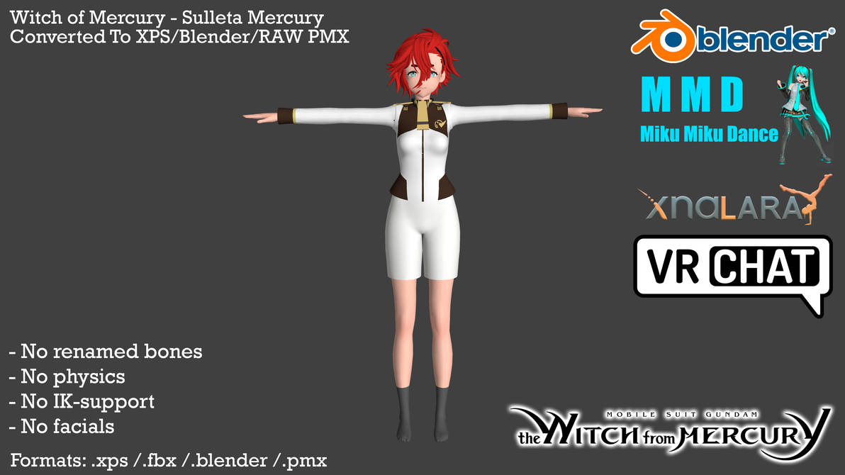 Witch from Mercury - Sulleta Mercury (FBX/XPS/MMD) by HiGuys920 on ...