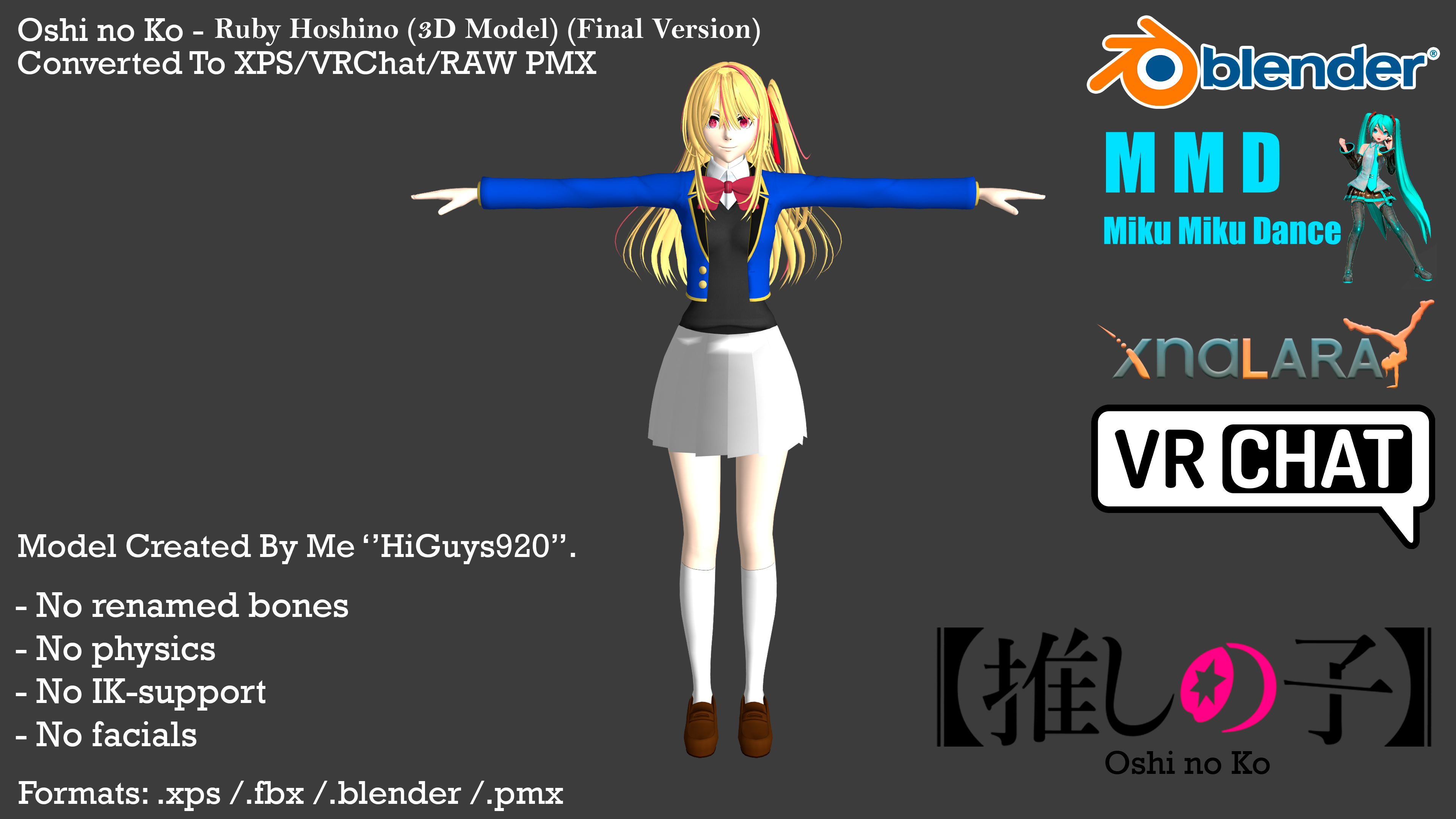 Oshi no Ko - Ruby Hoshino (FBX/XPS/MMD) (F.V) by HiGuys920 on DeviantArt