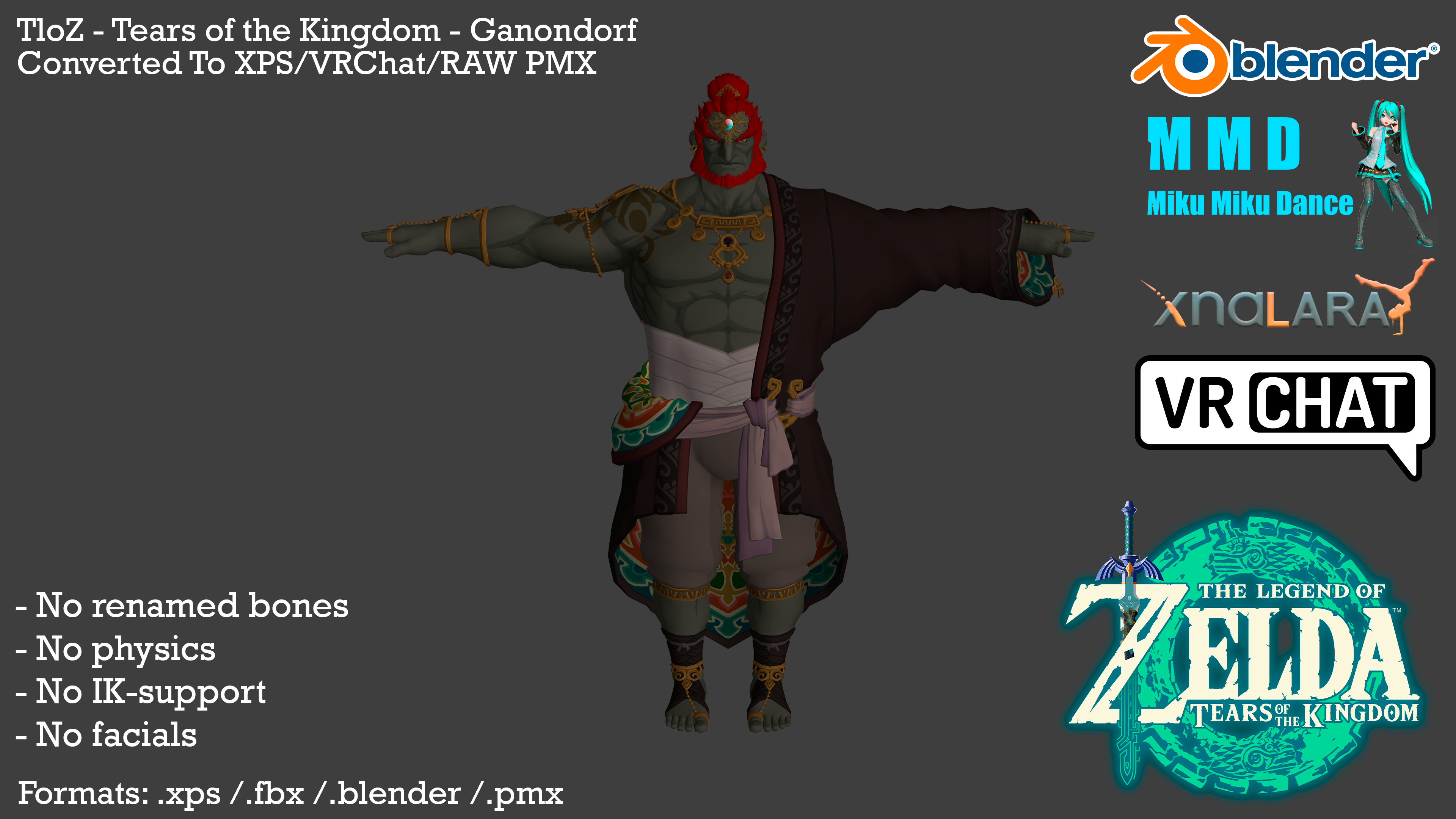 TloZ - TotK - Ganondorf Human (XPS/FBX/MMD) by HiGuys920 on DeviantArt