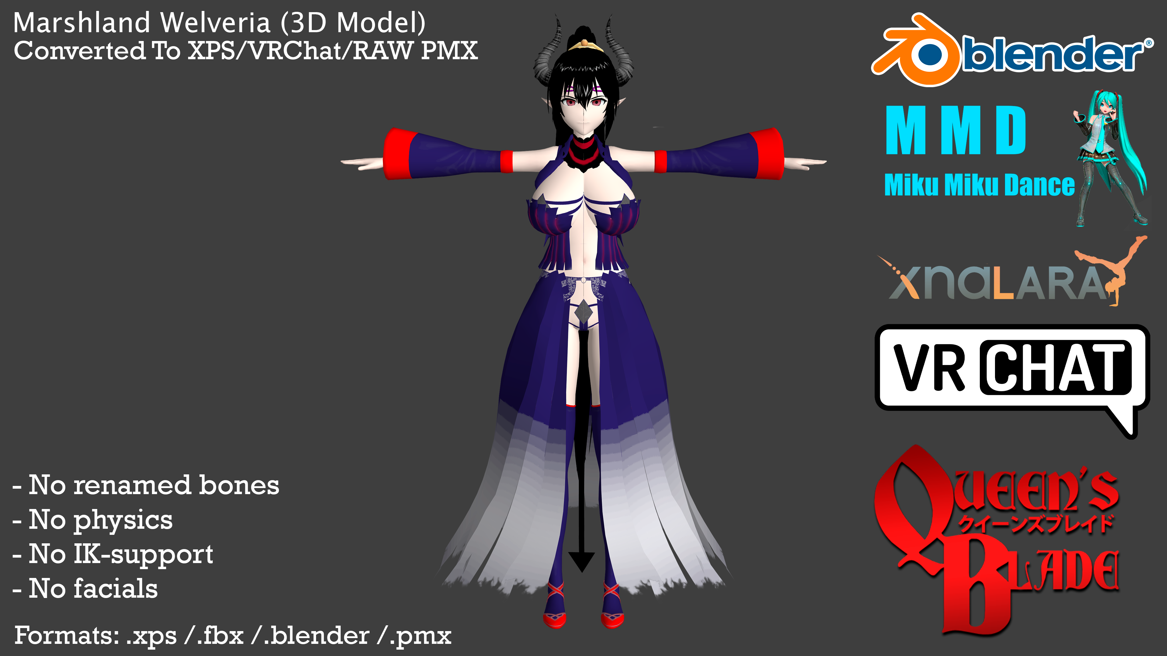 Queen's Blade - Marshland Welveria (XPS/FBX/MMD) by HiGuys920 on DeviantArt