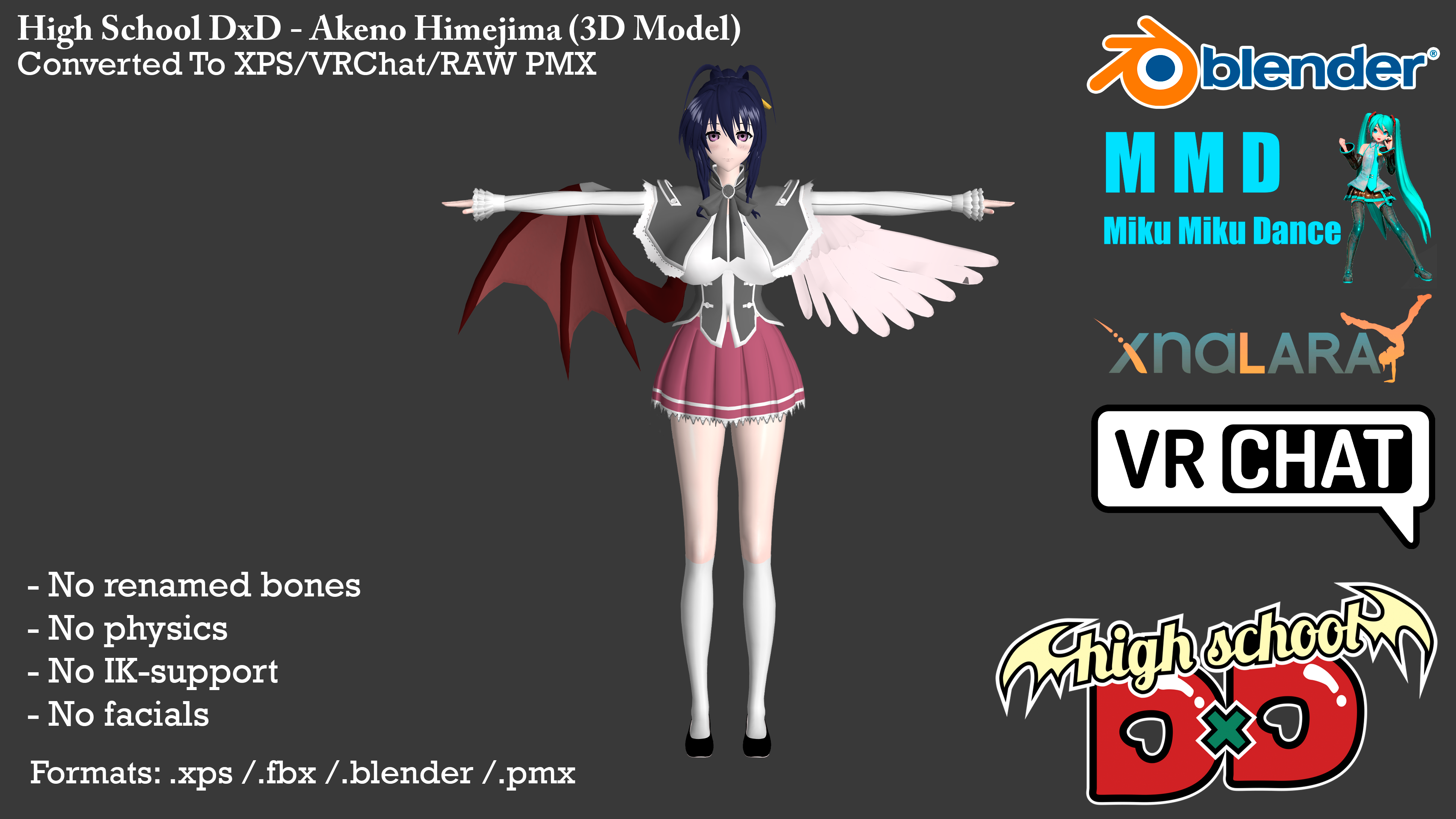 High School DxD - Akeno Himejima (XPS/FBX/MMD) by HiGuys920 on DeviantArt