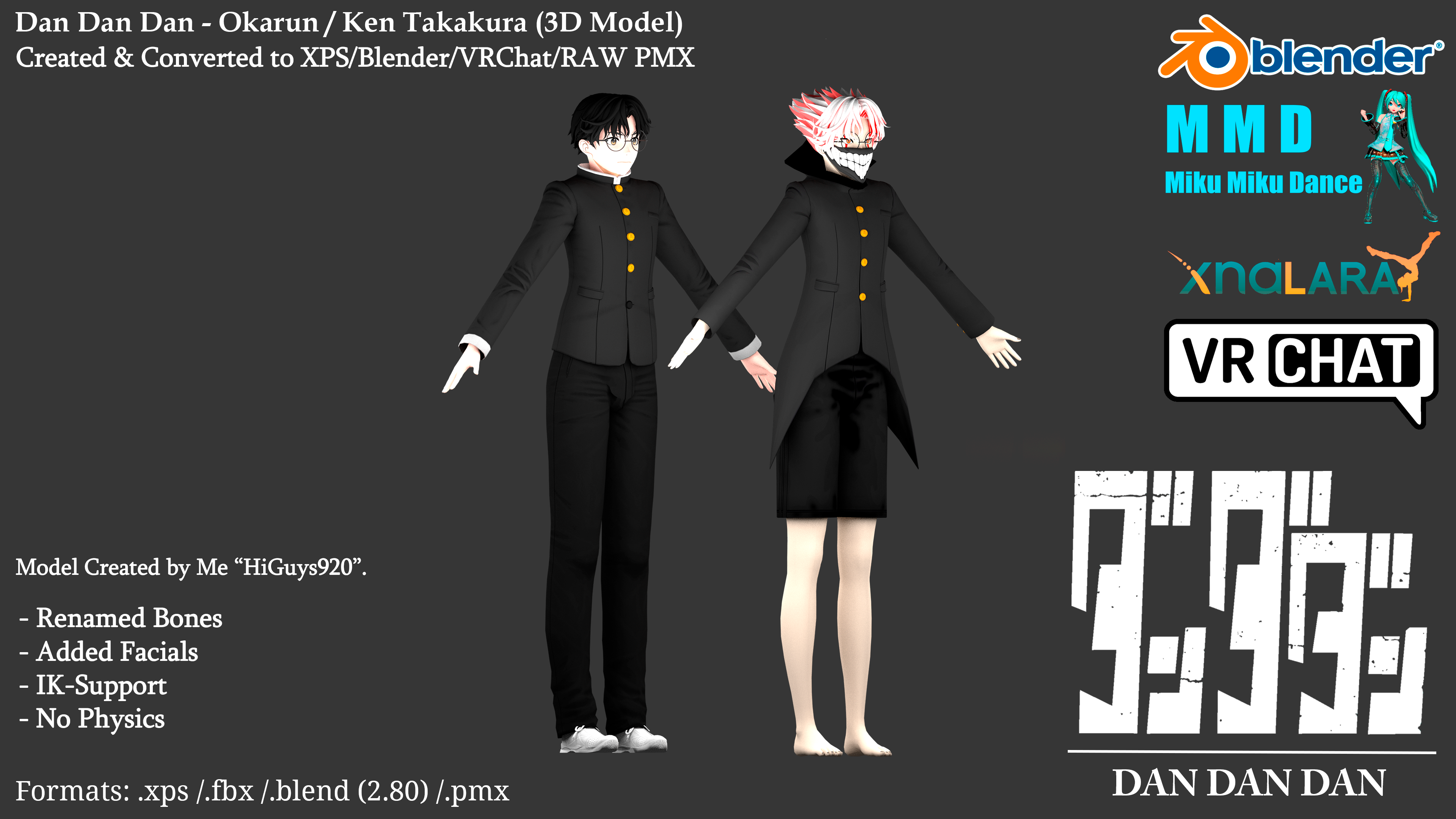 Dandadan - Okarun (3D Model) (XPS/FBX/MMD) by HiGuys920 on DeviantArt