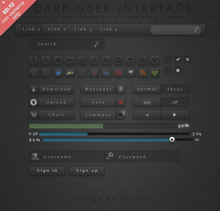 Dark user interface [PSD] by Dennis-Design on DeviantArt
