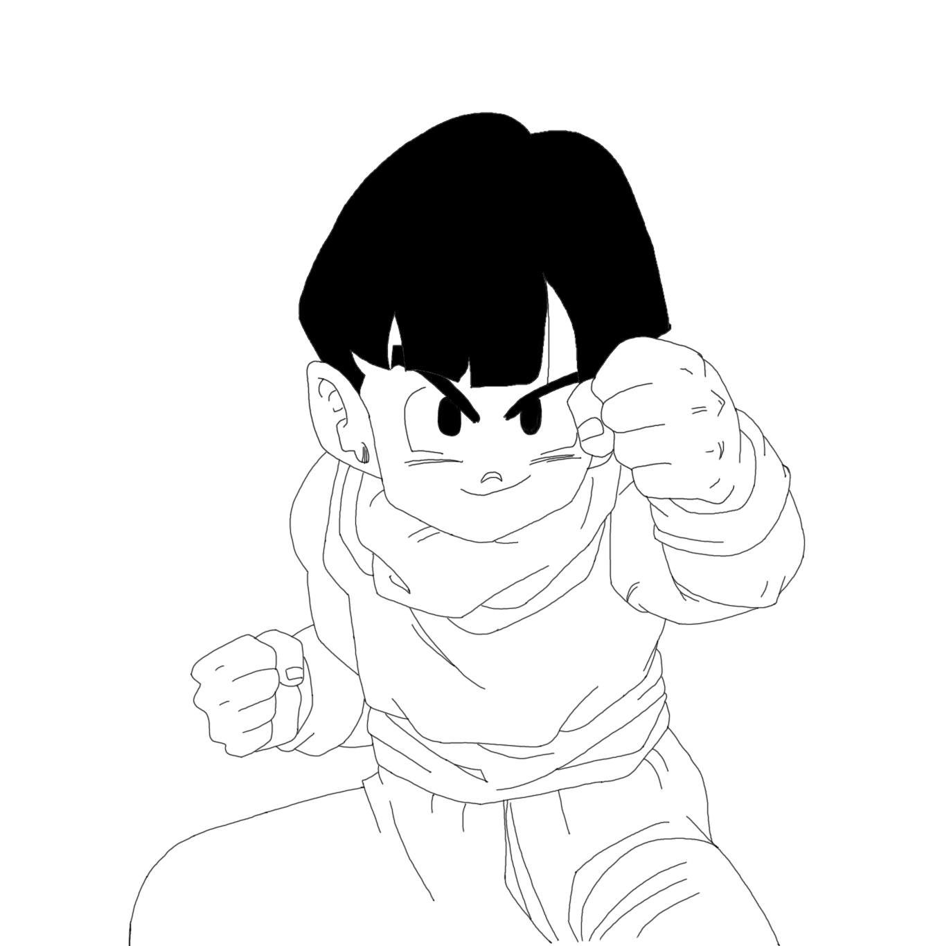 Kid Gohan Fighting Pose lineart by gokujr96 on DeviantArt