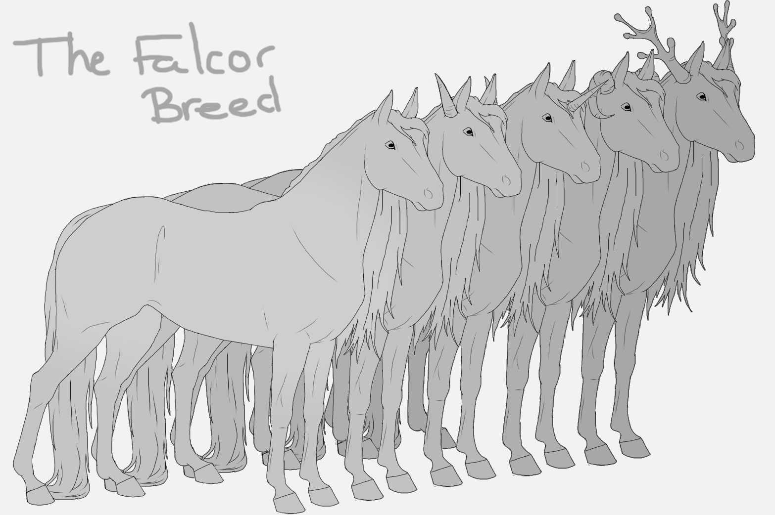 Falcor Breed Line-art -Commission- by AMillionLights on DeviantArt