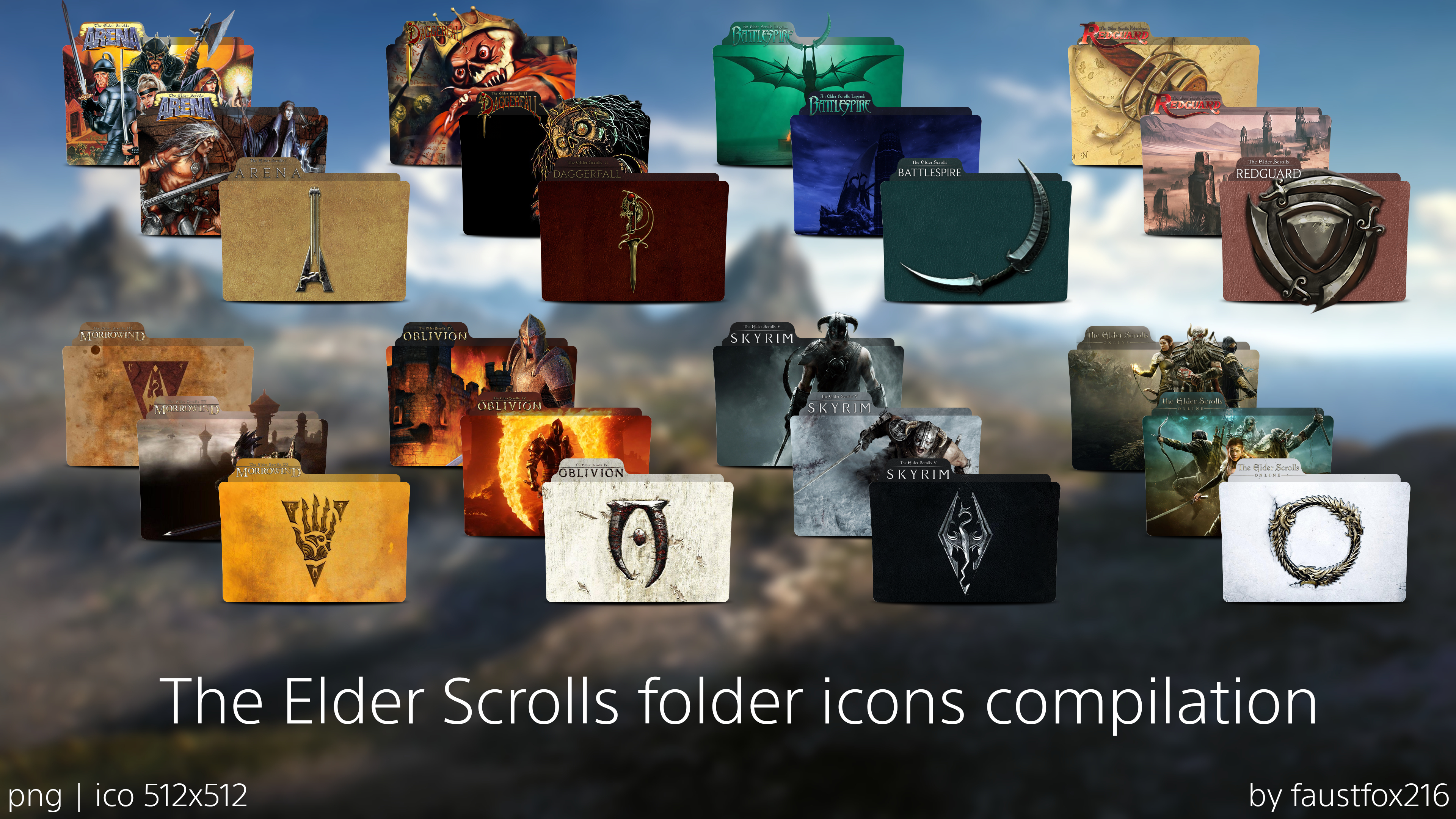 The Elder Scrolls folder icons compilation by faustfox216 on DeviantArt