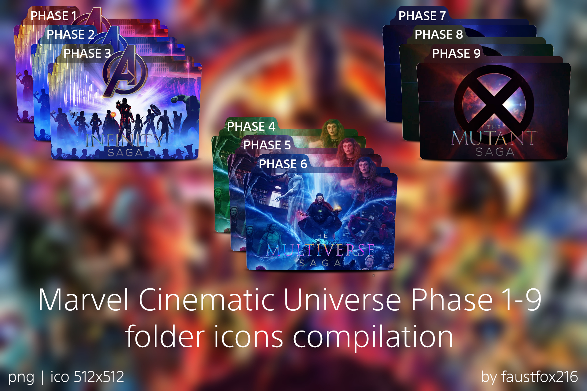 Marvel MCU Phases 1-9 folder icons compilation by faustfox216 on DeviantArt