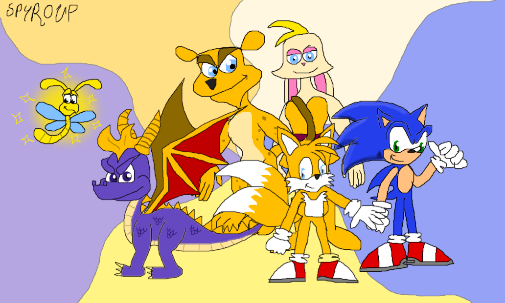 Sonic, Tails, Spyro, Sparx, Hunter and Bianca by SpyroUp on DeviantArt