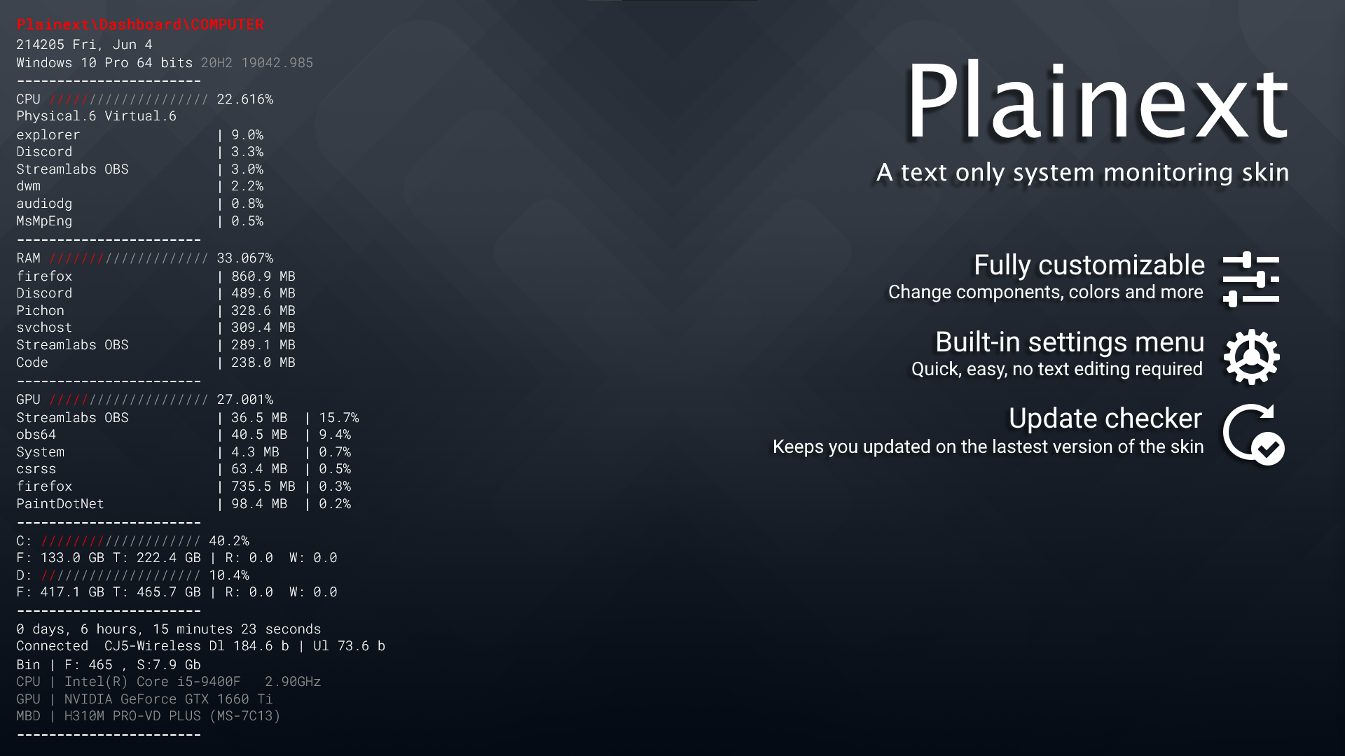 GitHub - Jax-Core/Plainext: Rainmeter skin built entirely with only string meters (and other ...