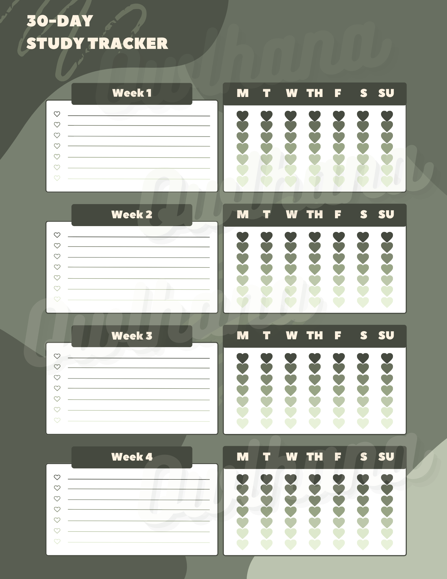 Study/Habit Tracker P2U by Owlhana on DeviantArt
