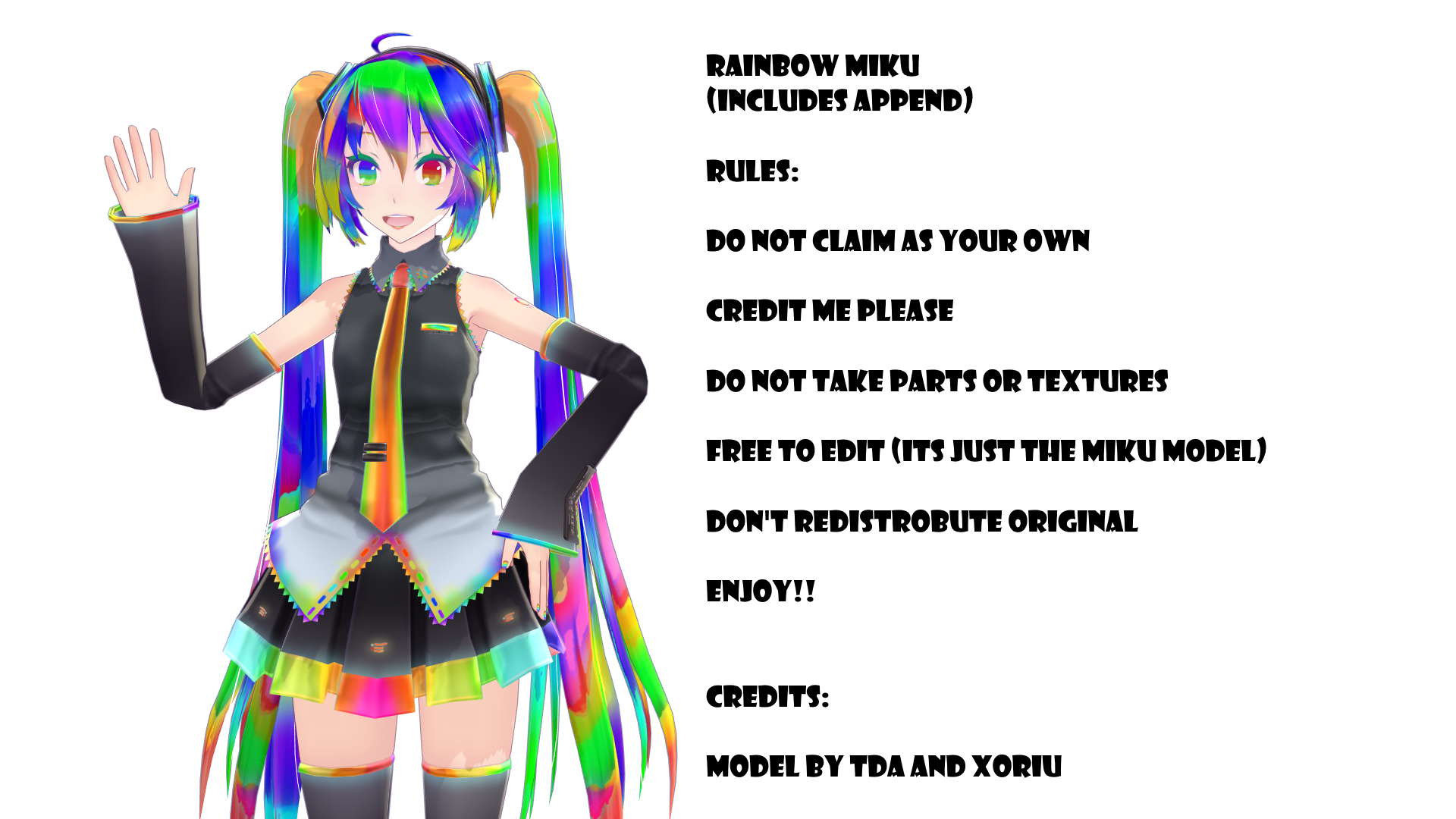 MMD Rainbow Miku DL (DOWN) by PurpleGhostlyWolf on DeviantArt