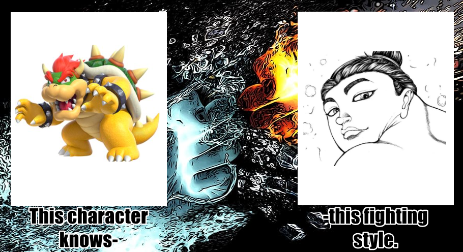 Nomi teaches Bowser sumo by GalvaEmperor on DeviantArt