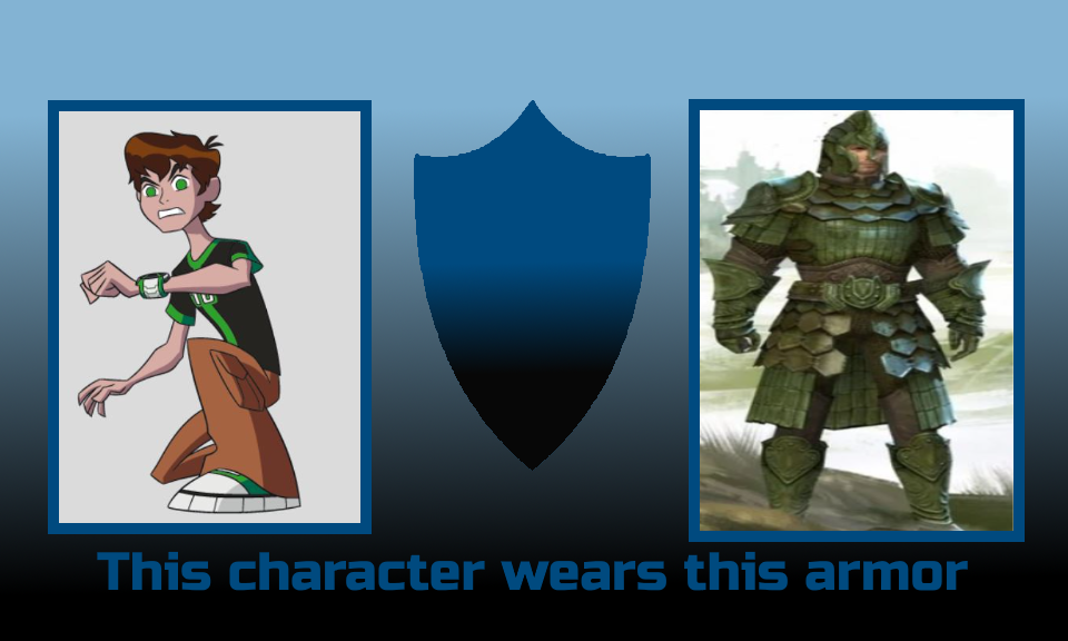 Ben wears the Emerald Knight armor by GalvaEmperor on DeviantArt