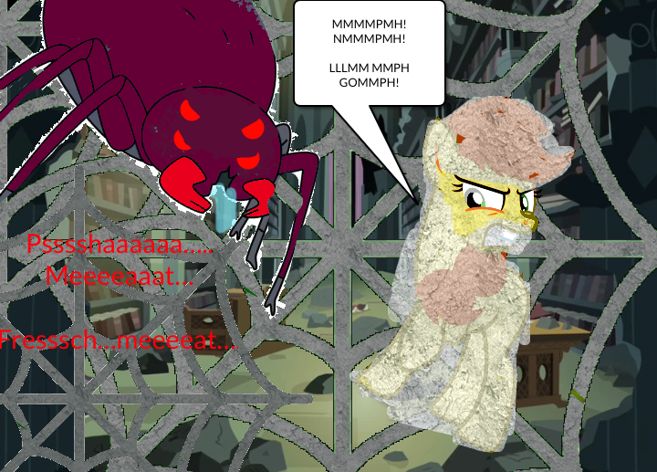 Liz gets webbed by Equestriasservant on DeviantArt