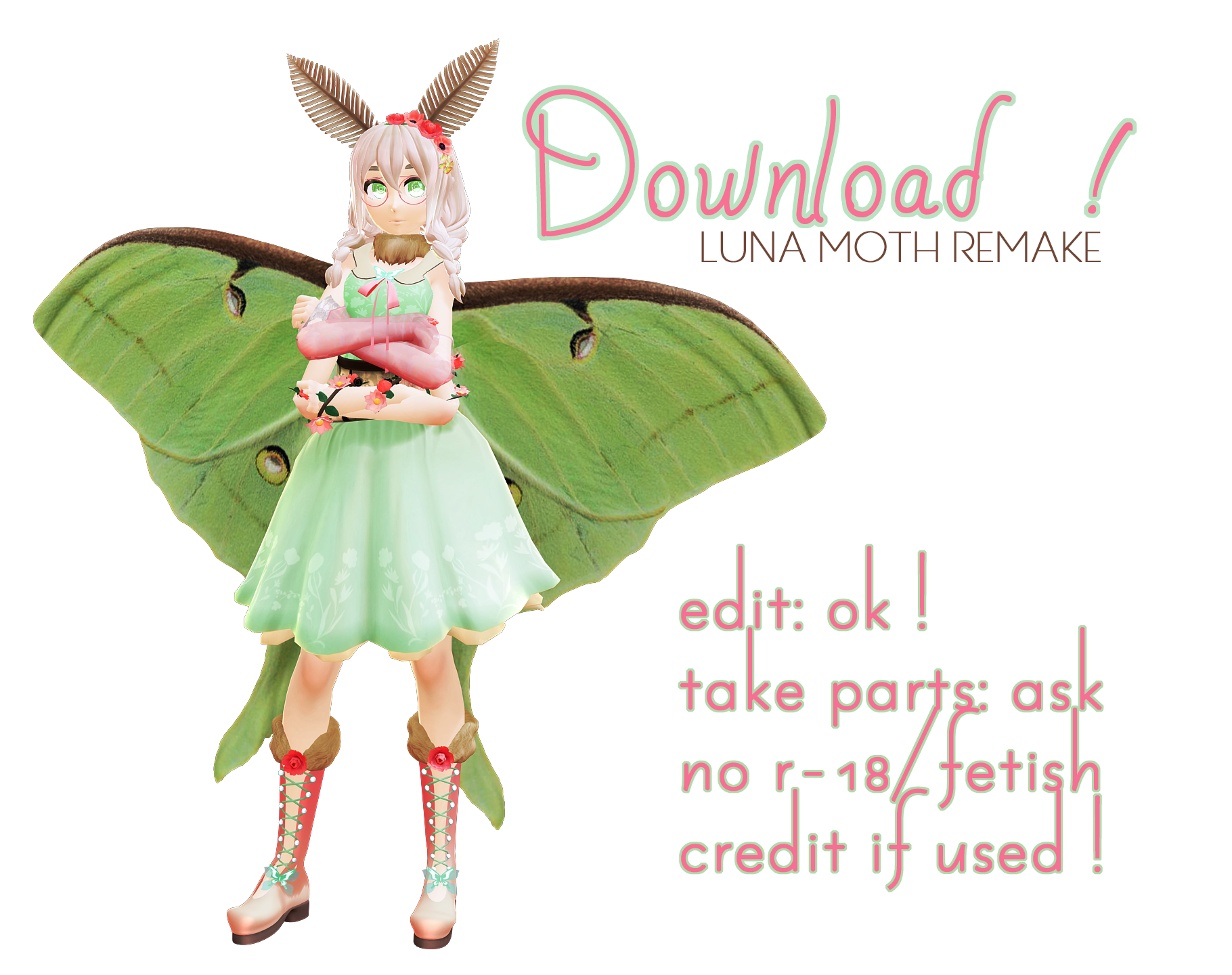 [ mmd dl ] luna moth - remake ! by aeriiie on DeviantArt