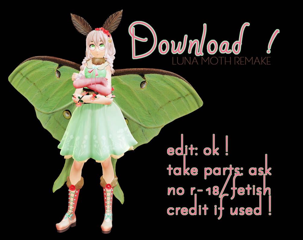 [ mmd dl ] luna moth - remake ! by aeriiie on DeviantArt