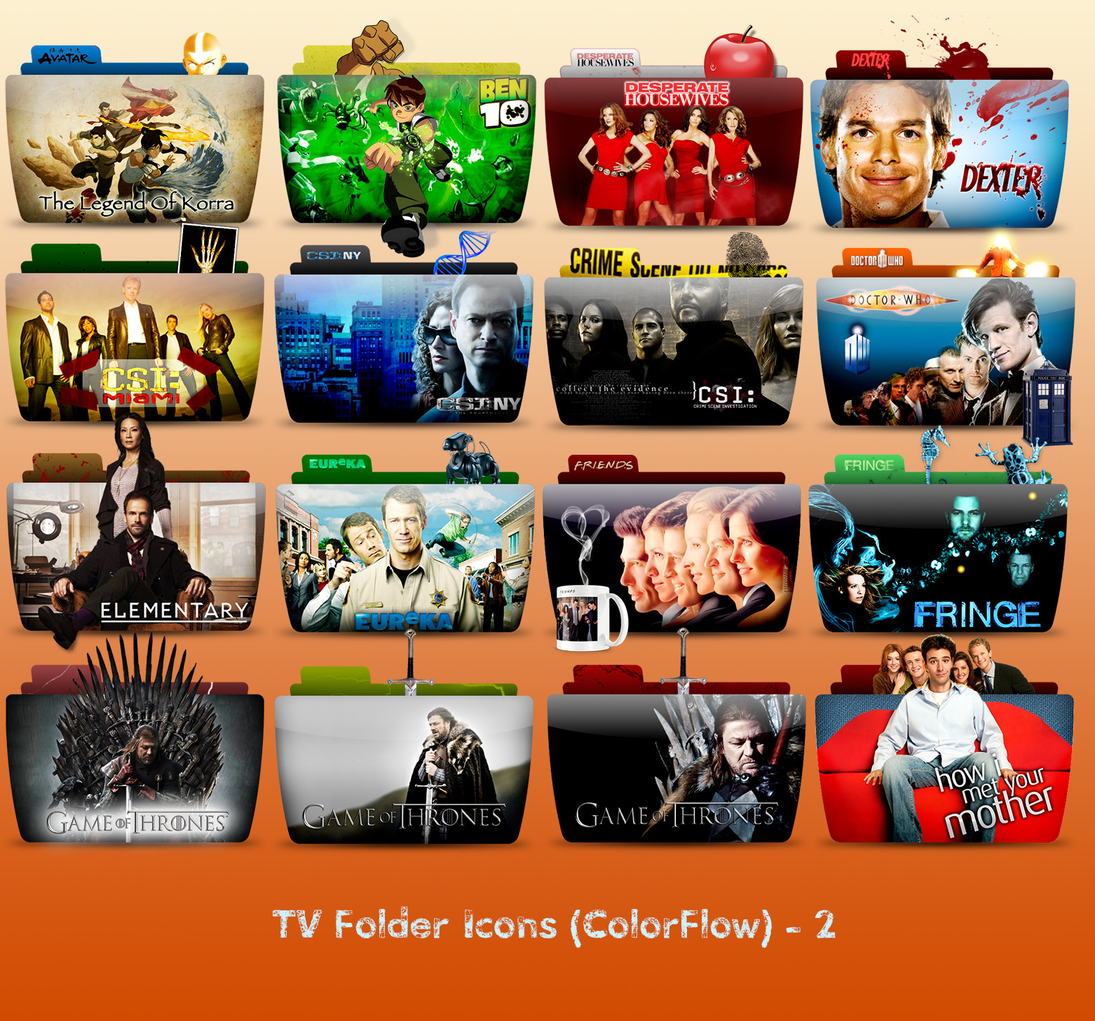 TV Folder Icons ColorFlow . Set 2 by ashtray4241 on DeviantArt