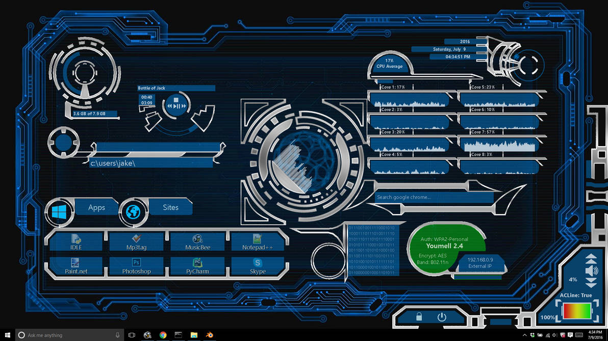 Rainmeter Futuristic/High tech UI theme by Jake5225 on DeviantArt