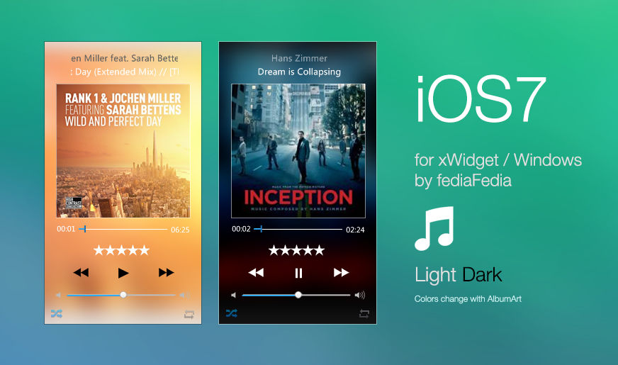 iOS7 Music Player for xWidget BETA2 by fediaFedia on DeviantArt