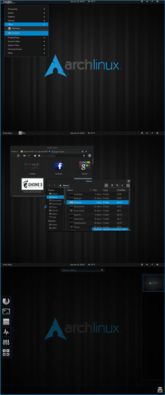 Gnome shell 3.6 theme: ArchWay by cbowman57 on DeviantArt