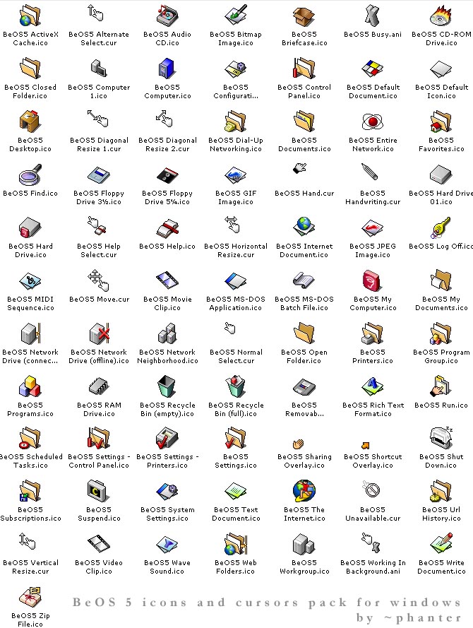 BeOS icons and cursor WIN by phanter on DeviantArt