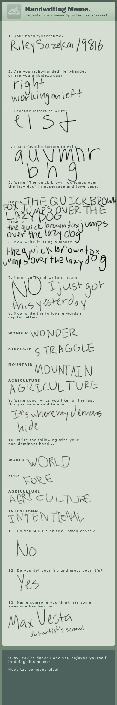 Handwriting Meme by 9816 on DeviantArt