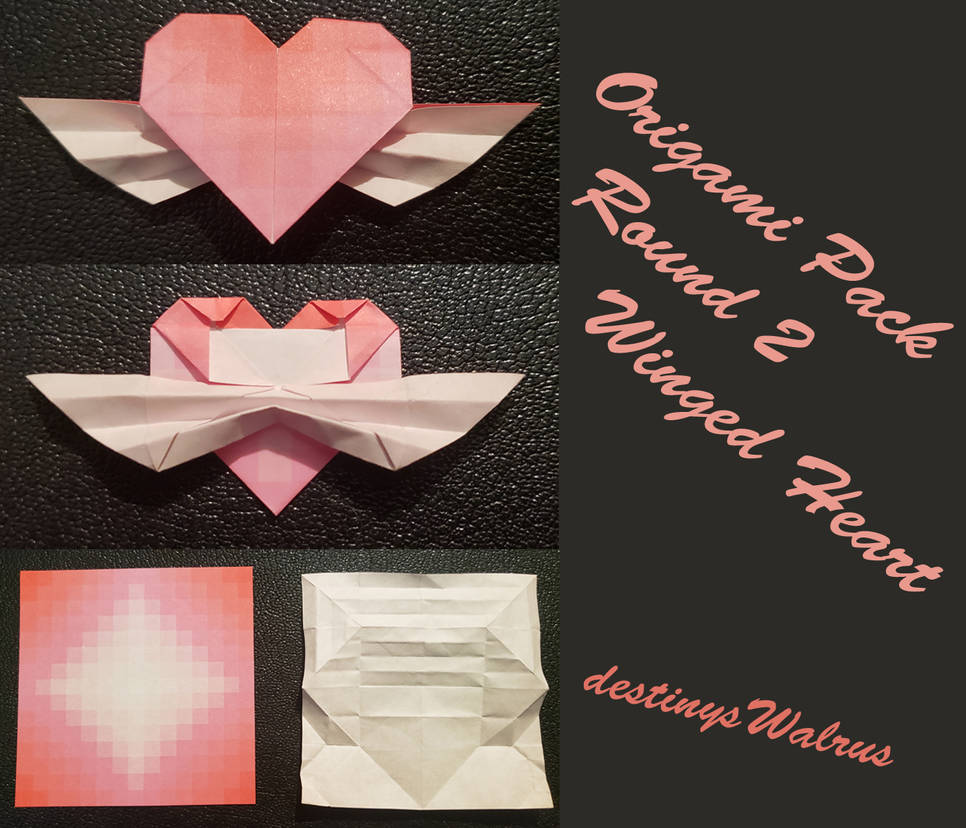 Origami 2 - Winged Heart - Pink/Red by destinysWalrus on DeviantArt