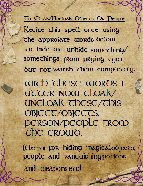 Cloak and Uncloaking Objects Or People Spell by misstudorwoman on ...
